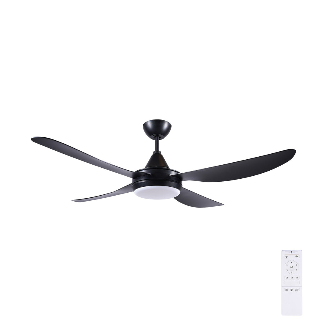 Vector DC Ceiling Fan 56" With LED Light 40W Tri Colour Black - 22697/