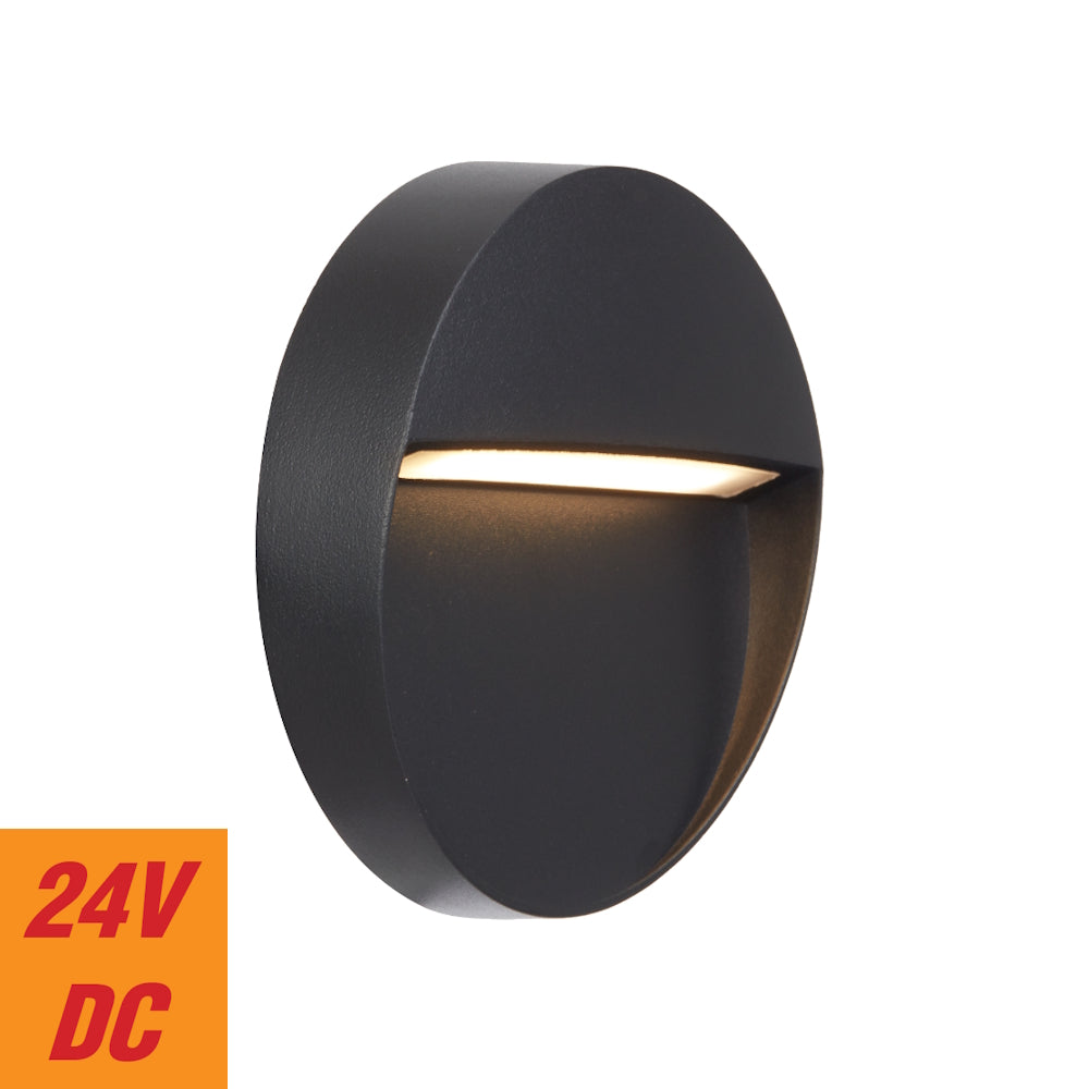 Terin LED Round Wall Light 24V 3W 3000K Black - TERIN RD-BK324
