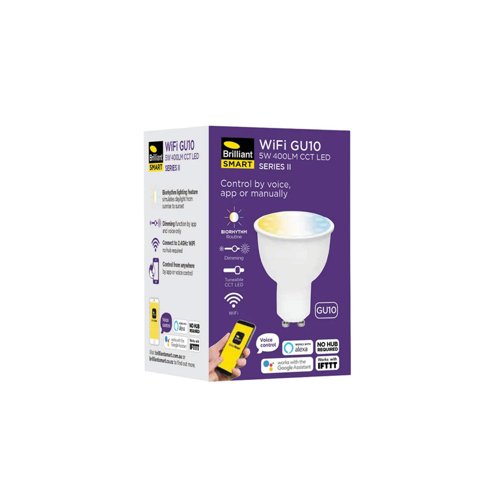Smart Led Globe Gu10 White Polycarbonate 5w 2 Cct 22081